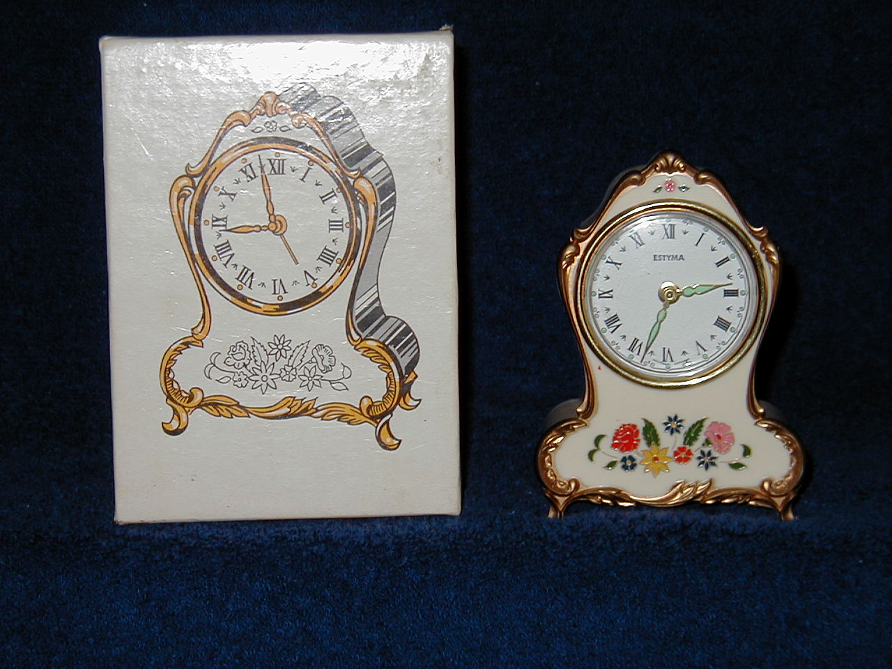 Estyma Clock with Flowers in Original Packing